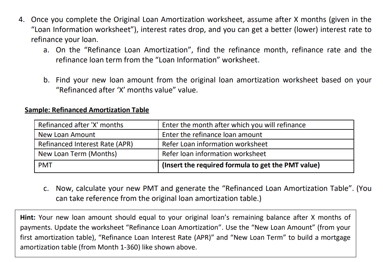 3. In the worksheet "Original Loan Amortization", use | Chegg.com