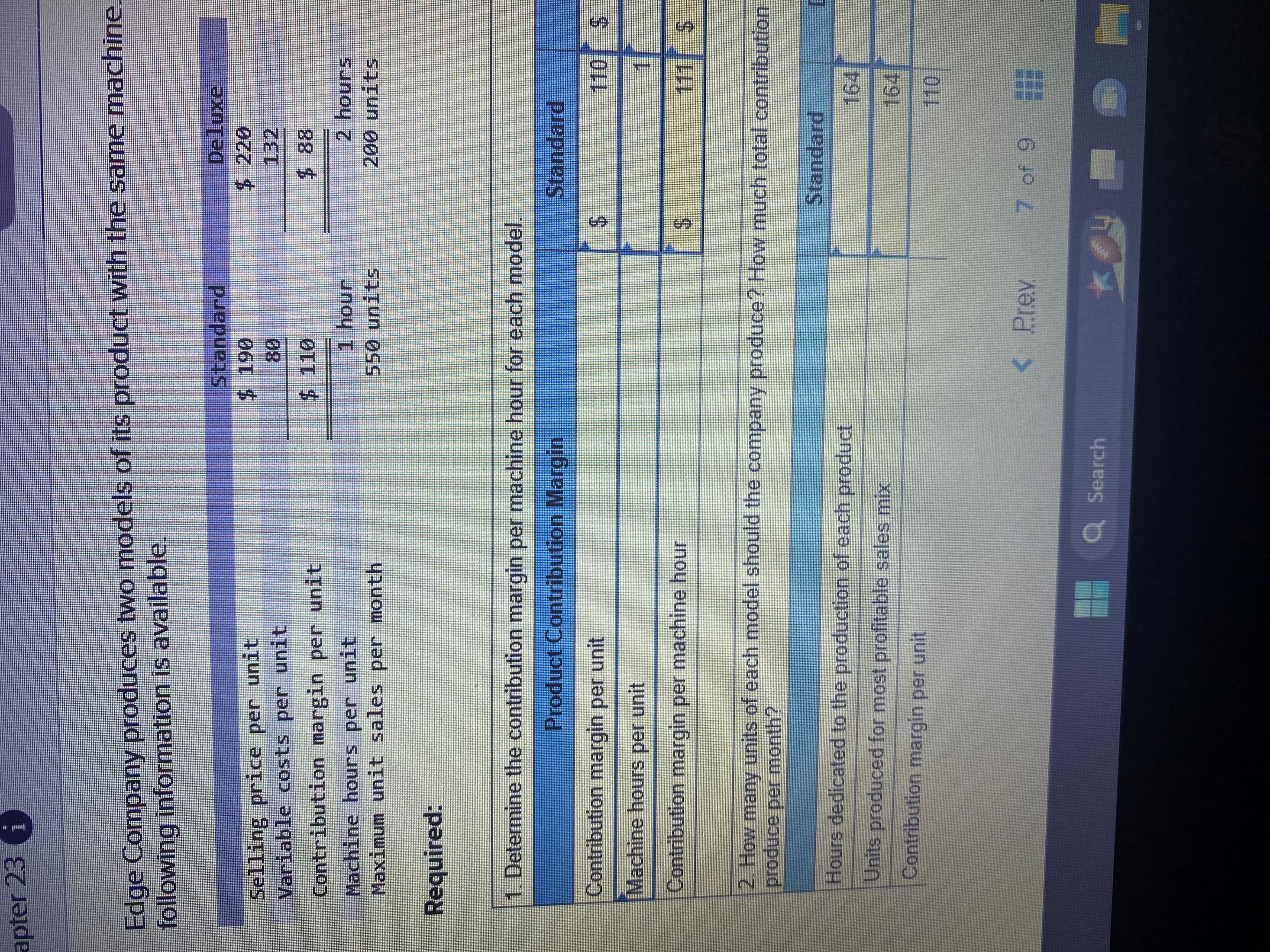 Solved Edge Company produces two models of its product with | Chegg.com