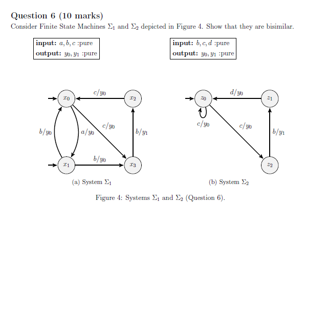 Solved Question 6 (10 marks) Consider Finite State Machines | Chegg.com