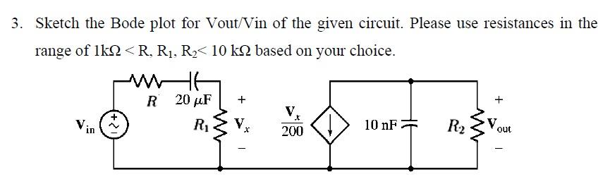 Solved 3. Sketch the Bode plot for Vout/Vin of the given | Chegg.com
