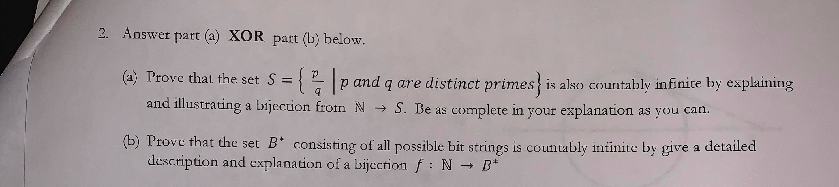 Solved 2. Answer part (a) XOR part (b) below. (a) Prove that | Chegg.com
