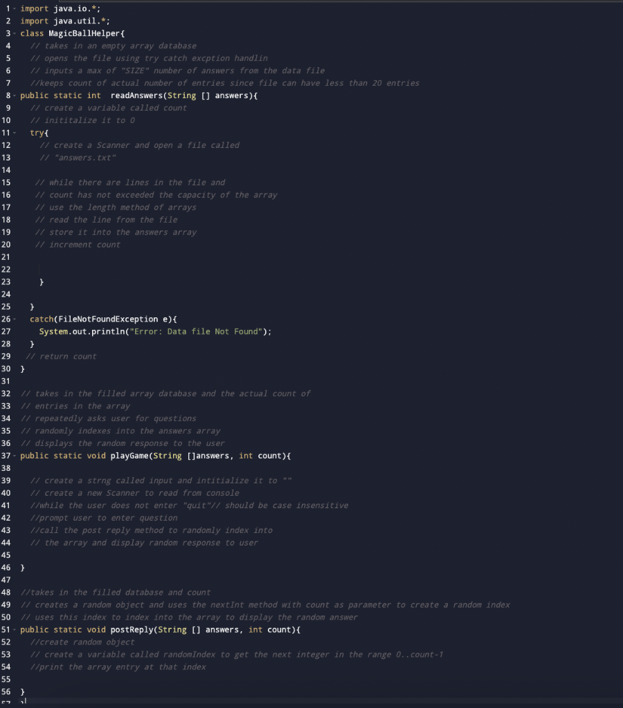 Solved Write a modular program in a class called MagicBall | Chegg.com