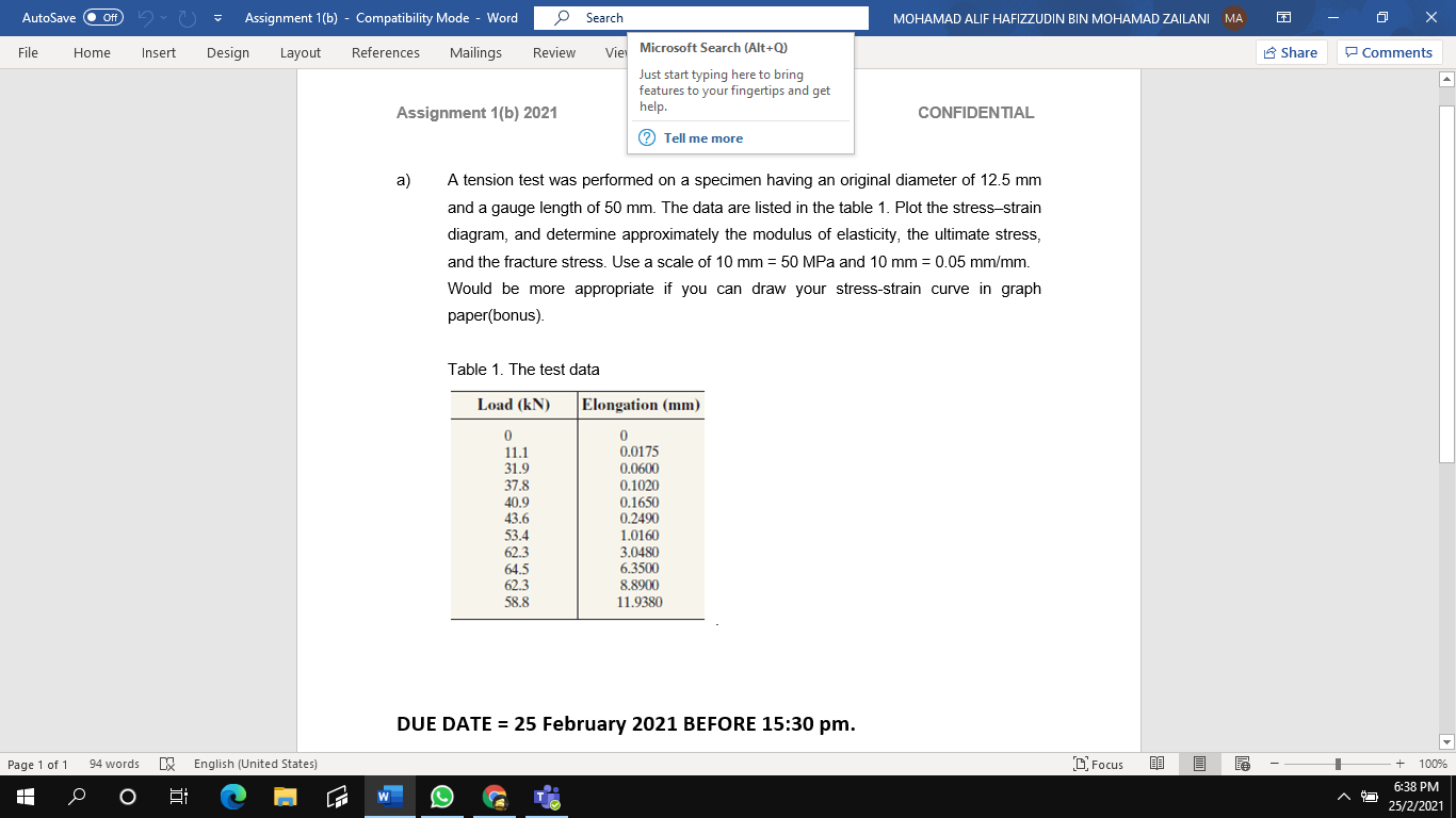 Solved AutoSave Off Assignment 1(b) - Compatibility Mode - | Chegg.com