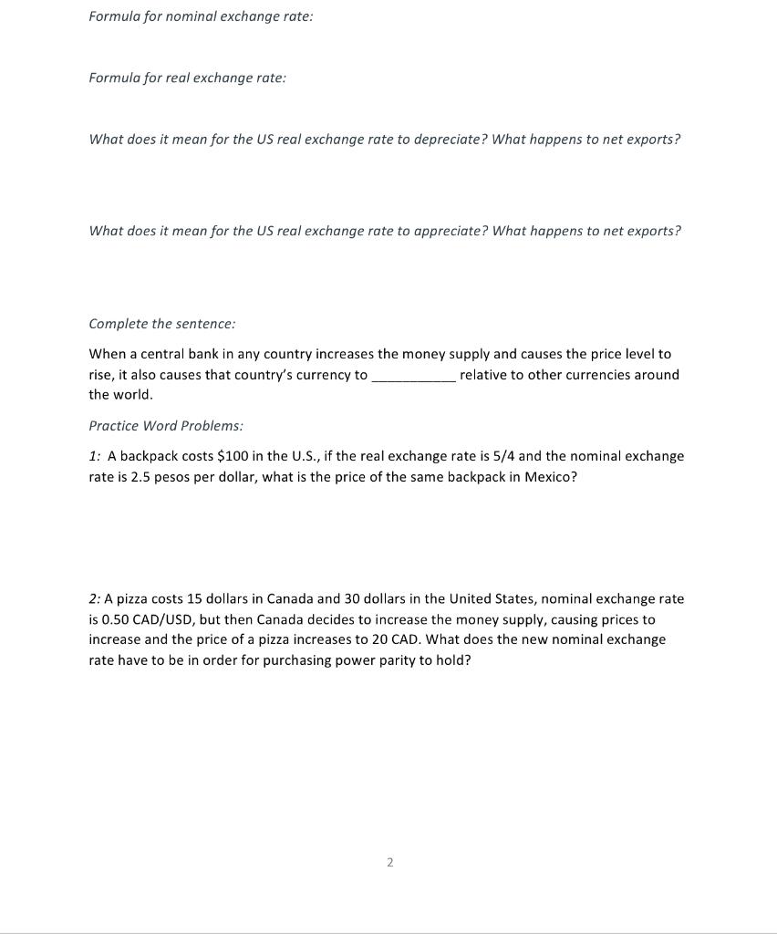 Solved What are net exports? Write formula below Formula: | Chegg.com