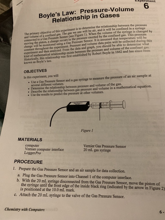 Solved Experiment Boyle's Law: Pressure-Volume 6 | Chegg.com