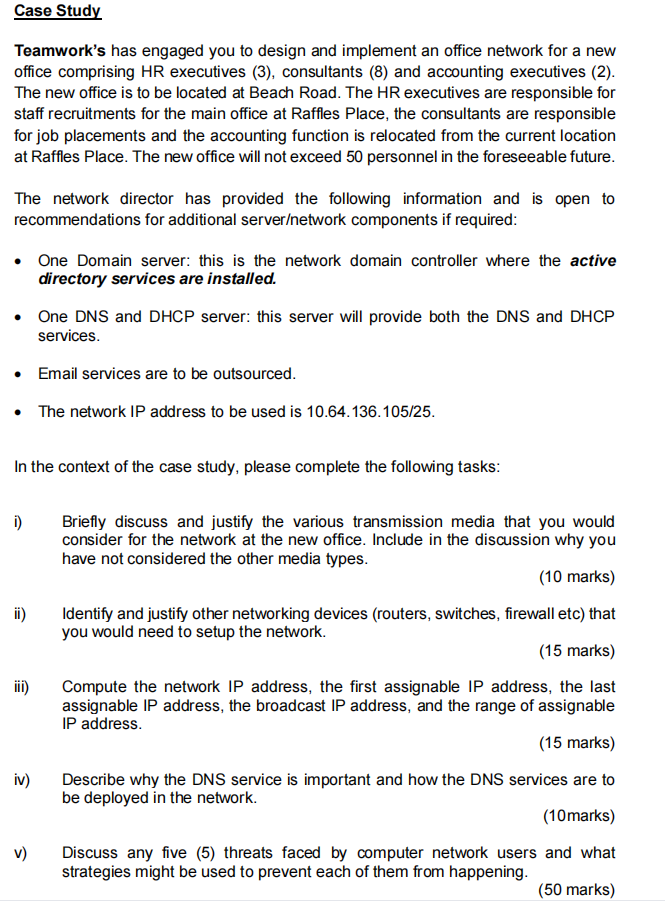 Solved Case Study Teamwork's has engaged you to design and | Chegg.com