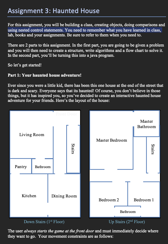 Solved Assignment 3: Haunted House For this assignment, you | Chegg.com