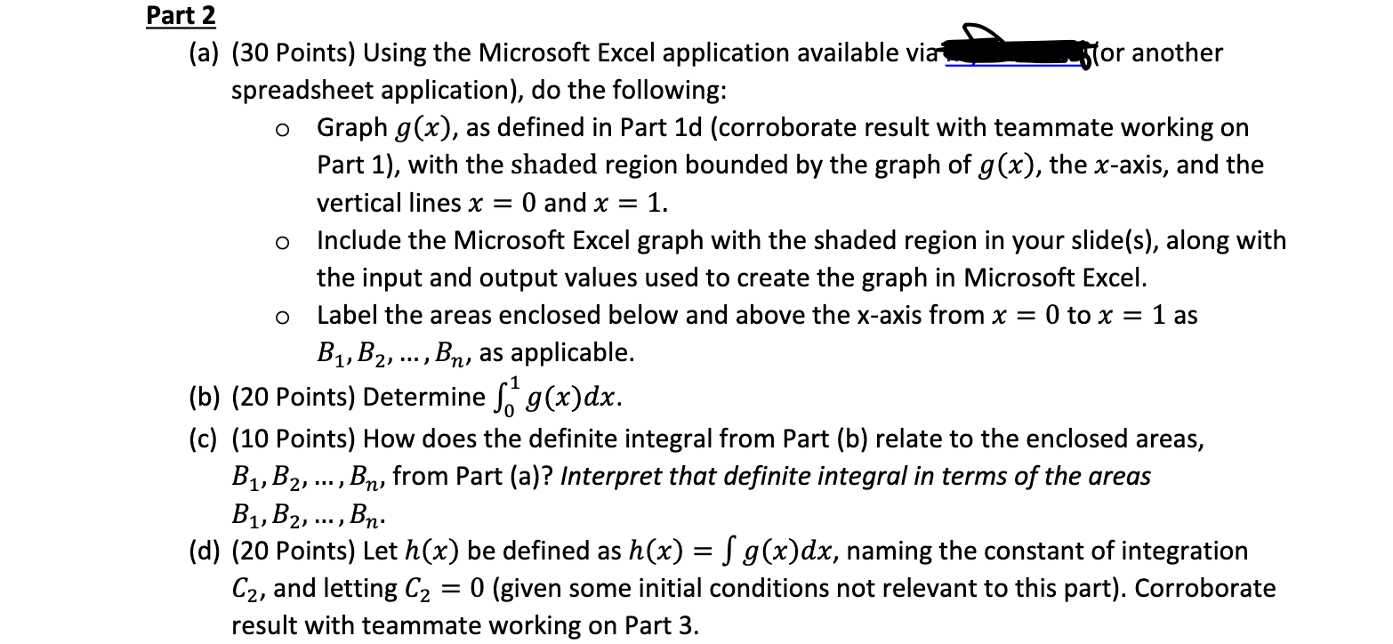 Solved Part 2(a) (30 ﻿Points) ﻿Using the Microsoft Excel | Chegg.com
