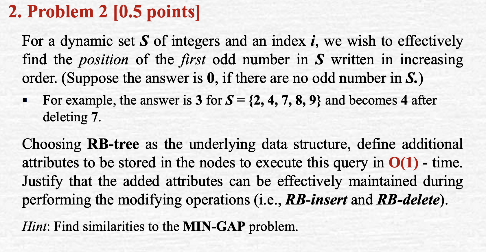 Solved 2. Problem 2 [0.5 points] = 9 For a dynamic set S of | Chegg.com
