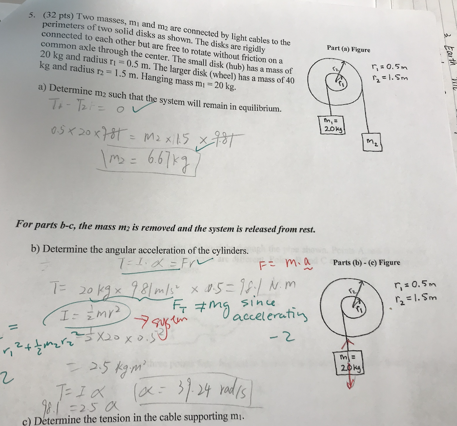 Solved 5 32 Pts Two Masses Mj And M2 Are Connected By