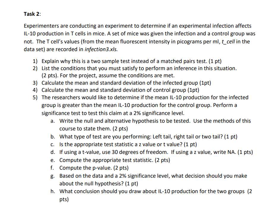 Solved Task 2: Experimenters are conducting an experiment to | Chegg.com