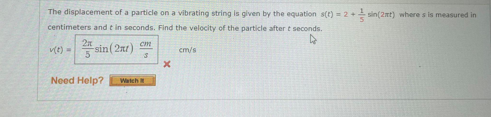Solved The displacement of a particle on a vibrating string | Chegg.com