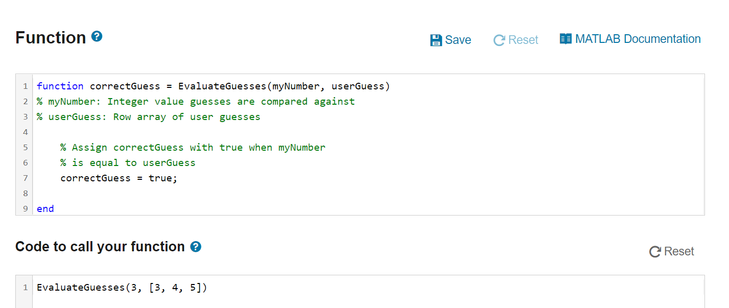 Solved Function ® Save C Reset Lomatlab Documentation 1 