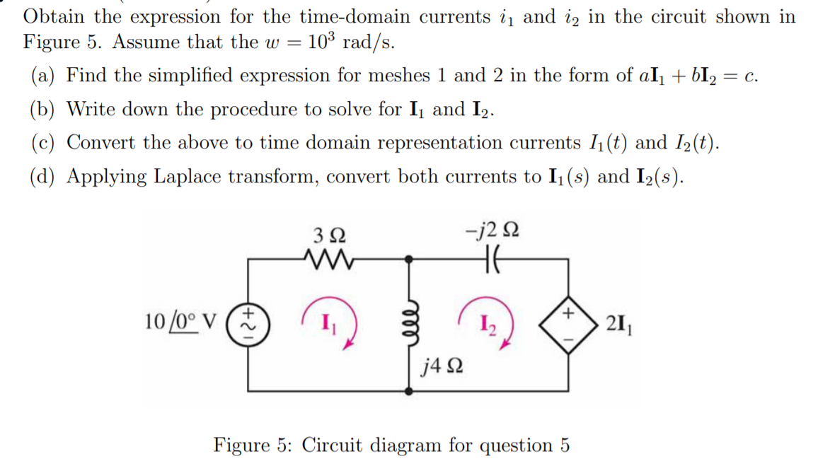Solved Obtain the expression for the time-domain currents i1 | Chegg.com
