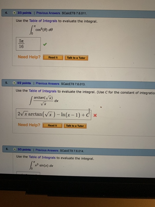 Solved 4, 3/3 points | Previous Answers SCalcET8 7.6.011 Use | Chegg.com