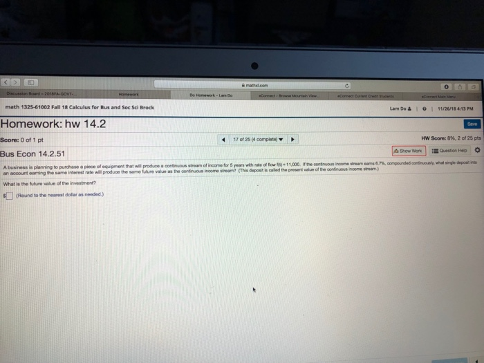 Solved 0 math 1325-61002 Fall 18 Calculus for Bus and Soc | Chegg.com
