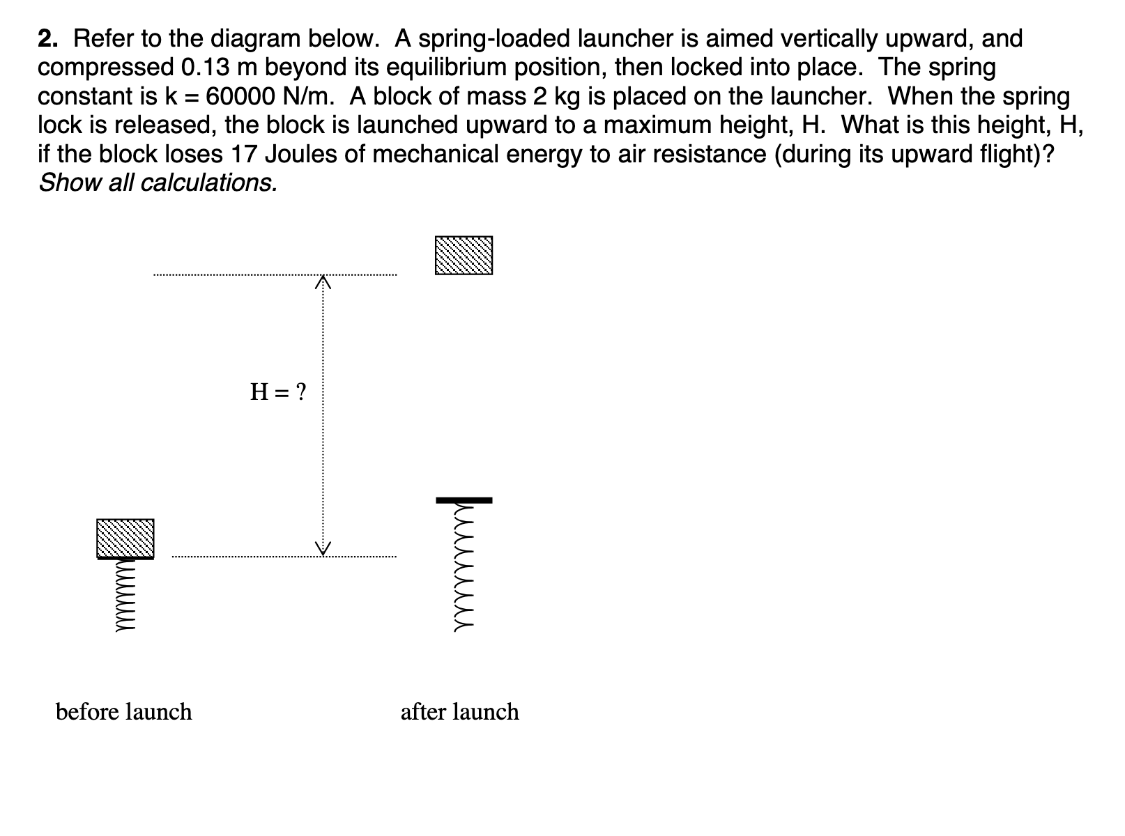Solved Refer to the diagram below. A spring-loaded launcher | Chegg.com
