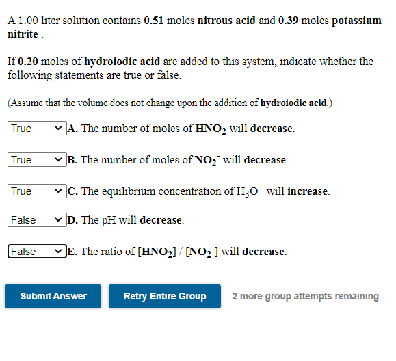 Solved A1.00 liter solution contains 0.51 moles nitrous acid | Chegg.com