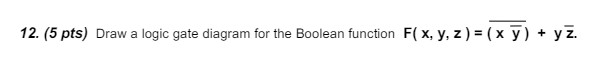 Solved (5 ﻿pts) ﻿Draw a logic gate diagram for the Boolean | Chegg.com
