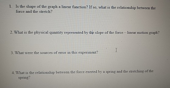 Solved 1. Is the shape of the graph a linear function? If | Chegg.com