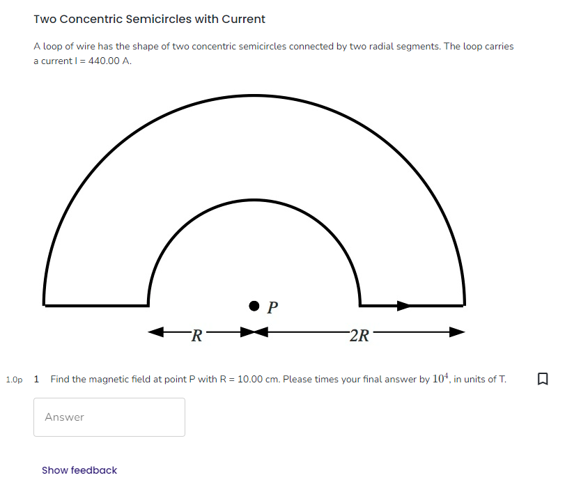 Solved Two Concentric Semicircles with Current A loop of | Chegg.com