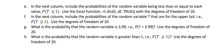 Solved Follow the instructions to create a t distribution | Chegg.com