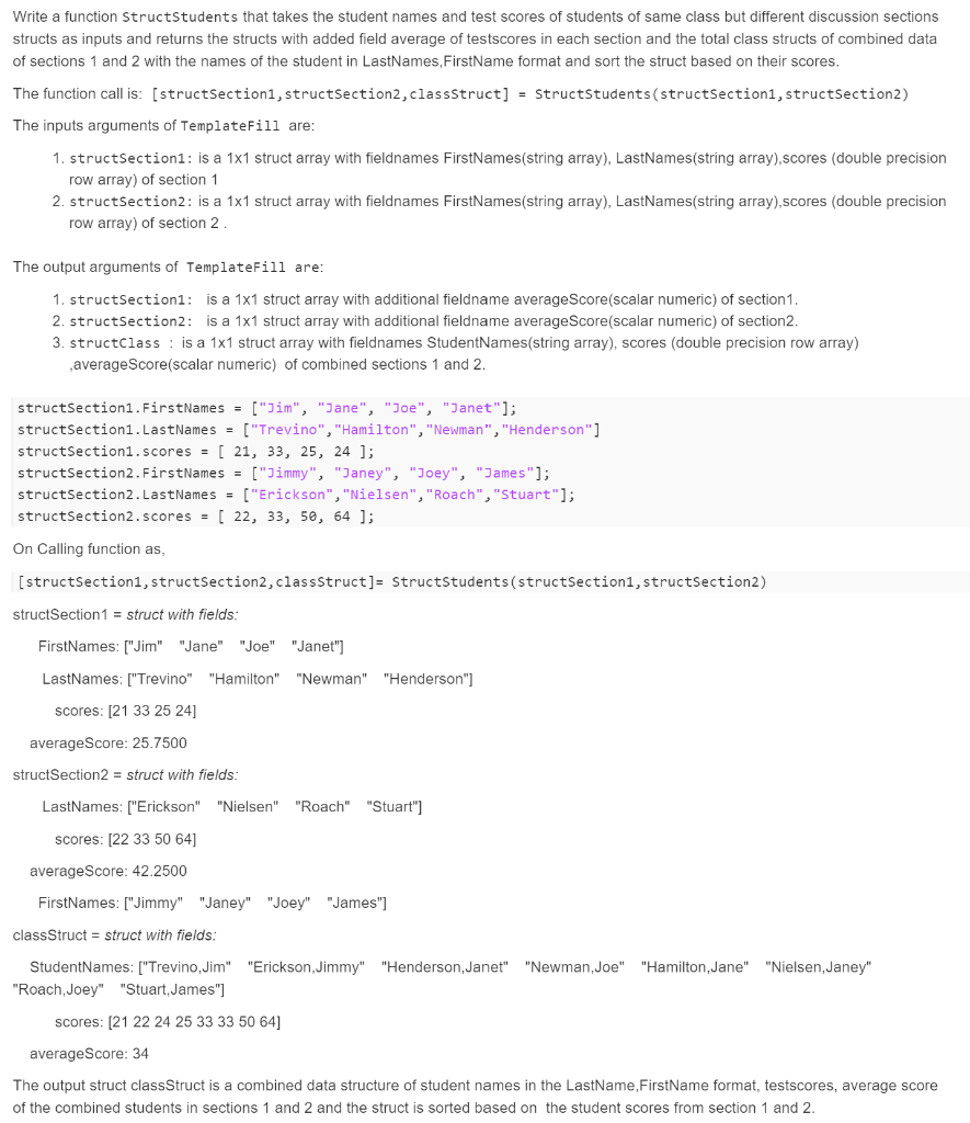 Write a function StructStudents that takes the | Chegg.com