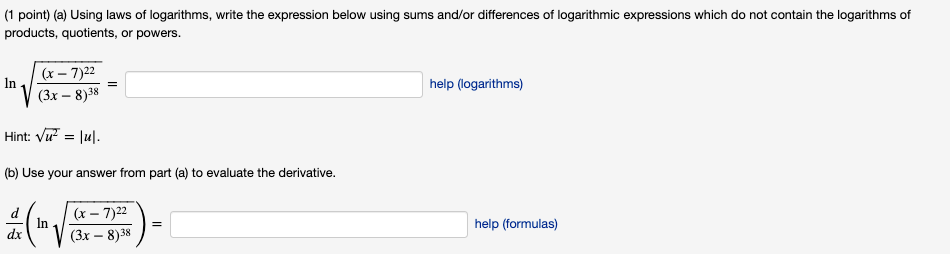 Solved Using laws of logarithms, write the expression below | Chegg.com
