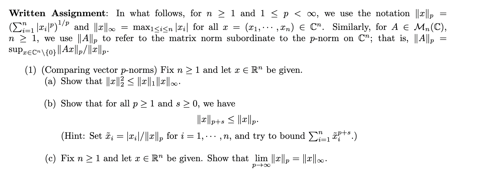 Solved This is a linear algebra question： ﻿Written | Chegg.com