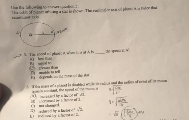 Solved Use the following to answer question 5: The orbit of | Chegg.com