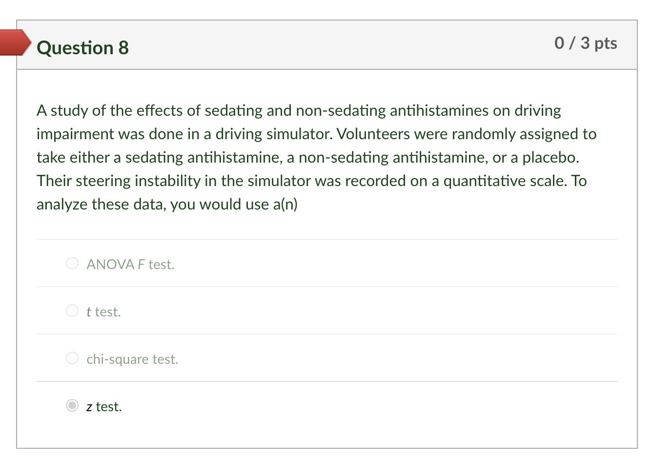 Solved A study of the effects of sedating and non-sedating | Chegg.com