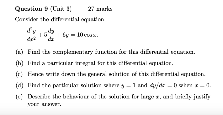 Solved Question 9 (Unit 3) - 27 marks Consider the | Chegg.com