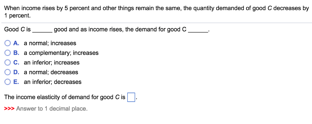 Solved When income rises by 5 percent and other things | Chegg.com