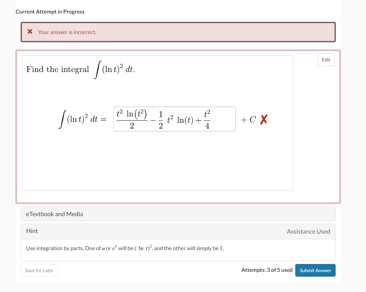 Solved Current Attempt in ProgressYour answer is | Chegg.com