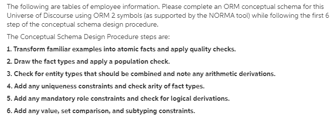 Solved The following are tables of employee information. | Chegg.com