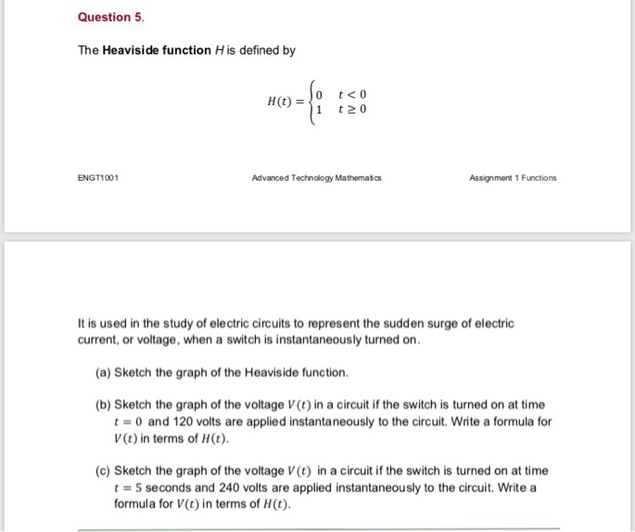 Solved Question 5 The Heaviside function H is defined by | Chegg.com