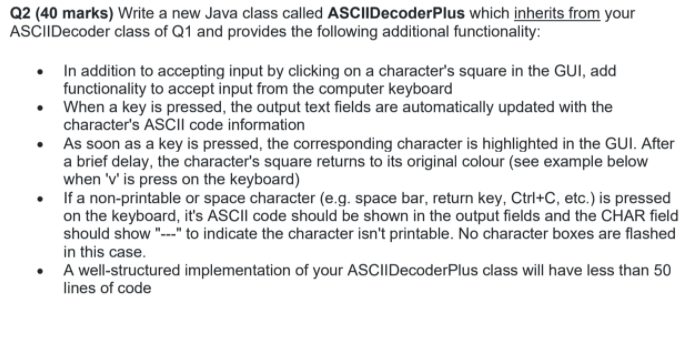 Q2 (40 marks) Write a new Java class called | Chegg.com