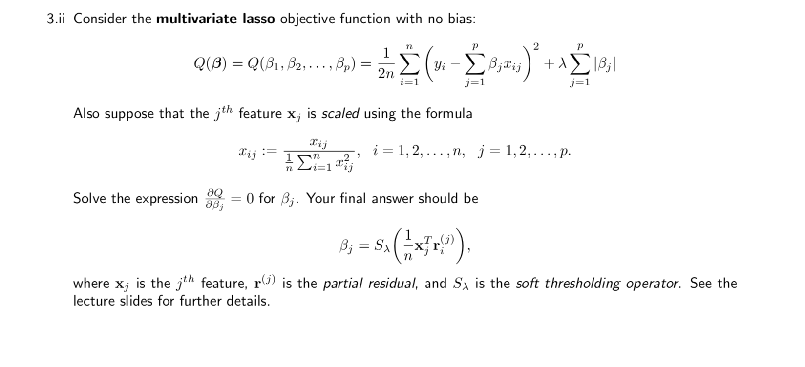 Problem 3 (Basic Theory Related to the Lasso [20 | Chegg.com