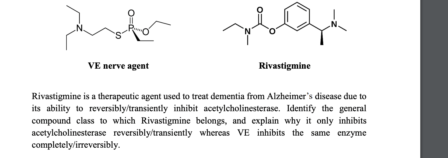 Solved VE nerve agent Rivastigmine Rivastigmine is a | Chegg.com