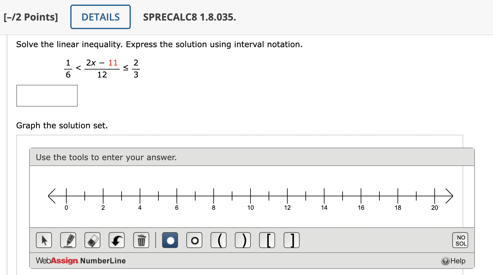 Solved [-/2 Points] SPRECALC8 1.8.035. Solve the linear | Chegg.com