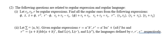 Solved (2) The following questions are related to regular | Chegg.com