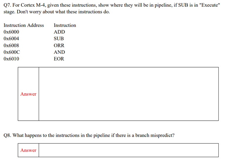 Solved Q7. For Cortex M-4, given these instructions, show | Chegg.com