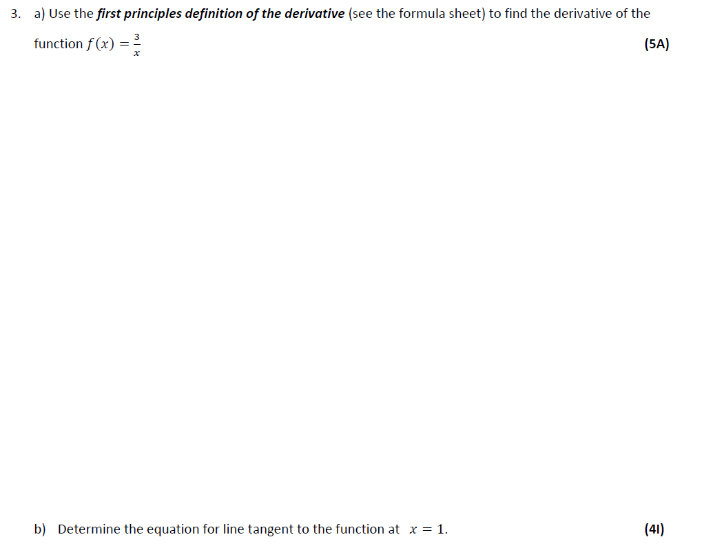 Solved 3. a) Use the first principles definition of the | Chegg.com