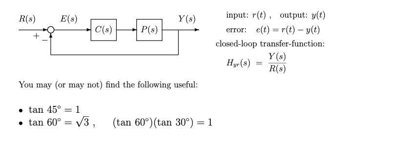 Solved R(S) E(S) Y(S) C(s) P(S) + input: r(t), output: y(t) | Chegg.com