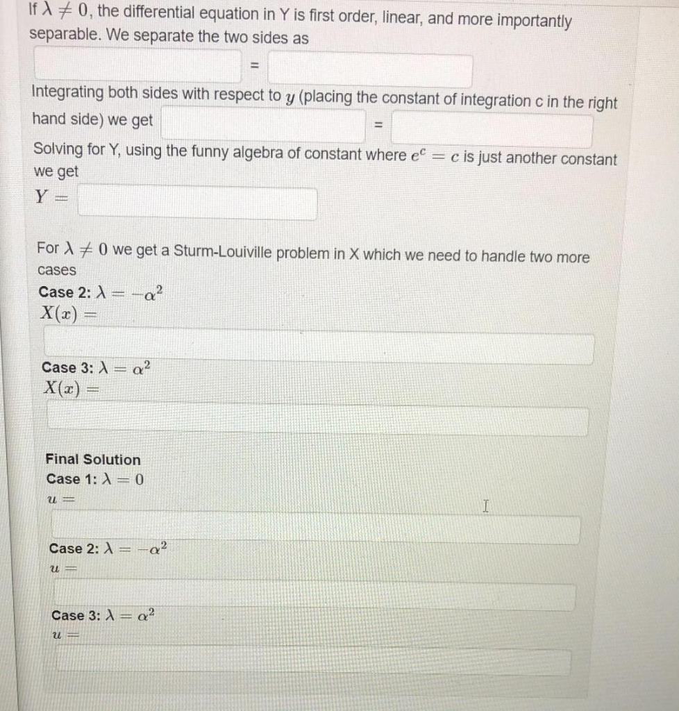 Solved (1 point) I is typed as lambda, a as alpha. The PDE | Chegg.com