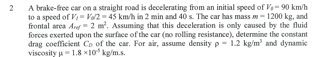 Solved The formula being used to calculate the drag | Chegg.com