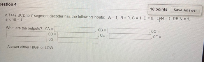 Solved Question 1 10 points Save Answer A 74138 Octal | Chegg.com