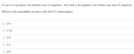 Solved A man is A positive; his mother was O negative. His | Chegg.com