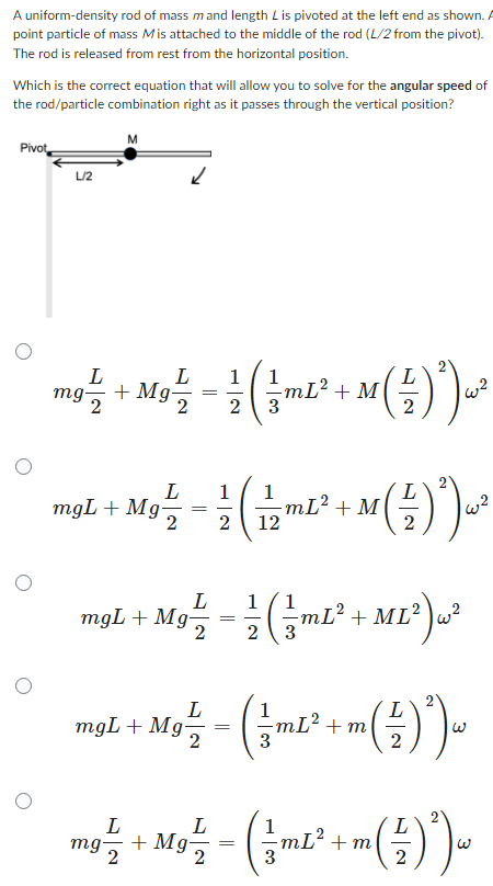 Solved A uniform-density rod of mass m and length L is | Chegg.com