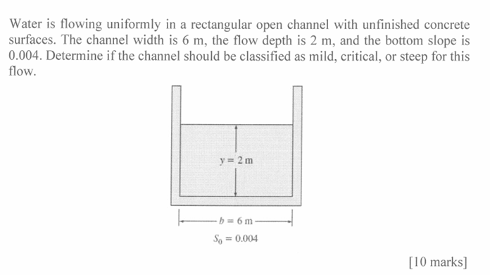 Solved Water is flowing uniformly in a rectangular open | Chegg.com